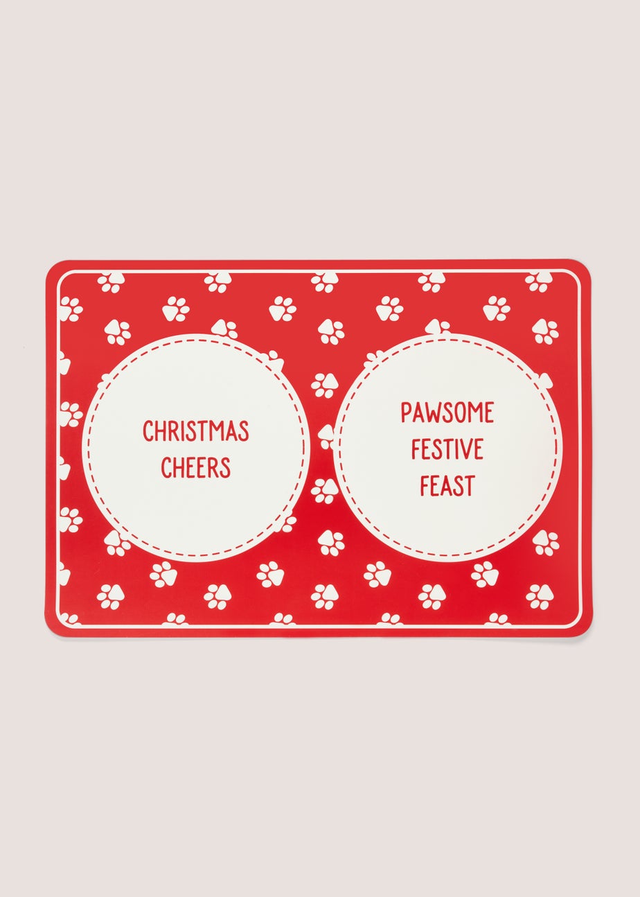 Red Christmas Pet Placemat (47cm x 32.5cm) - Matalan