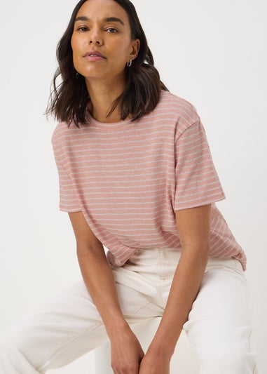 Pink Burnout Stripe Relaxed Fit T-Shirt - Matalan