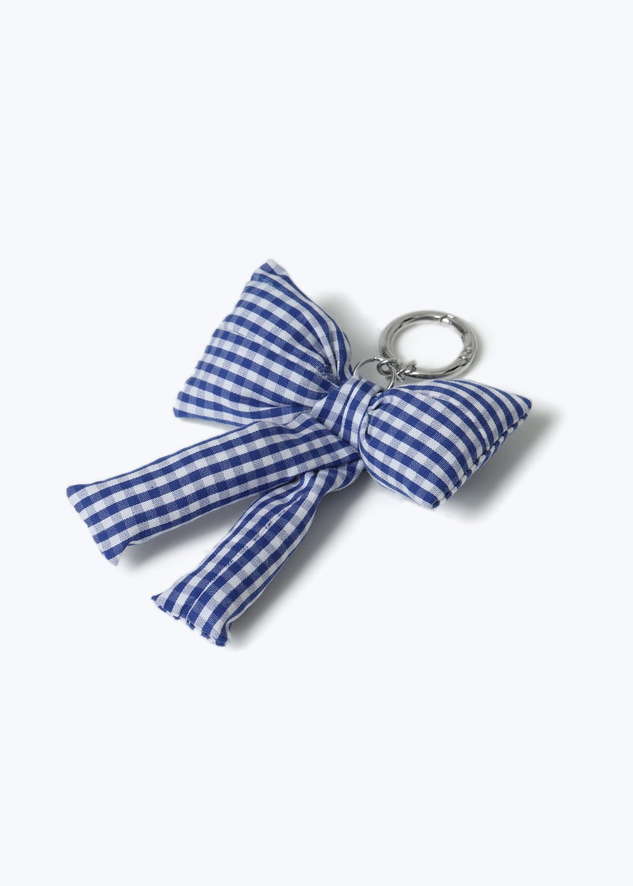 Flitzy Back To School Navy Gingham Bow Keyring - Matalan