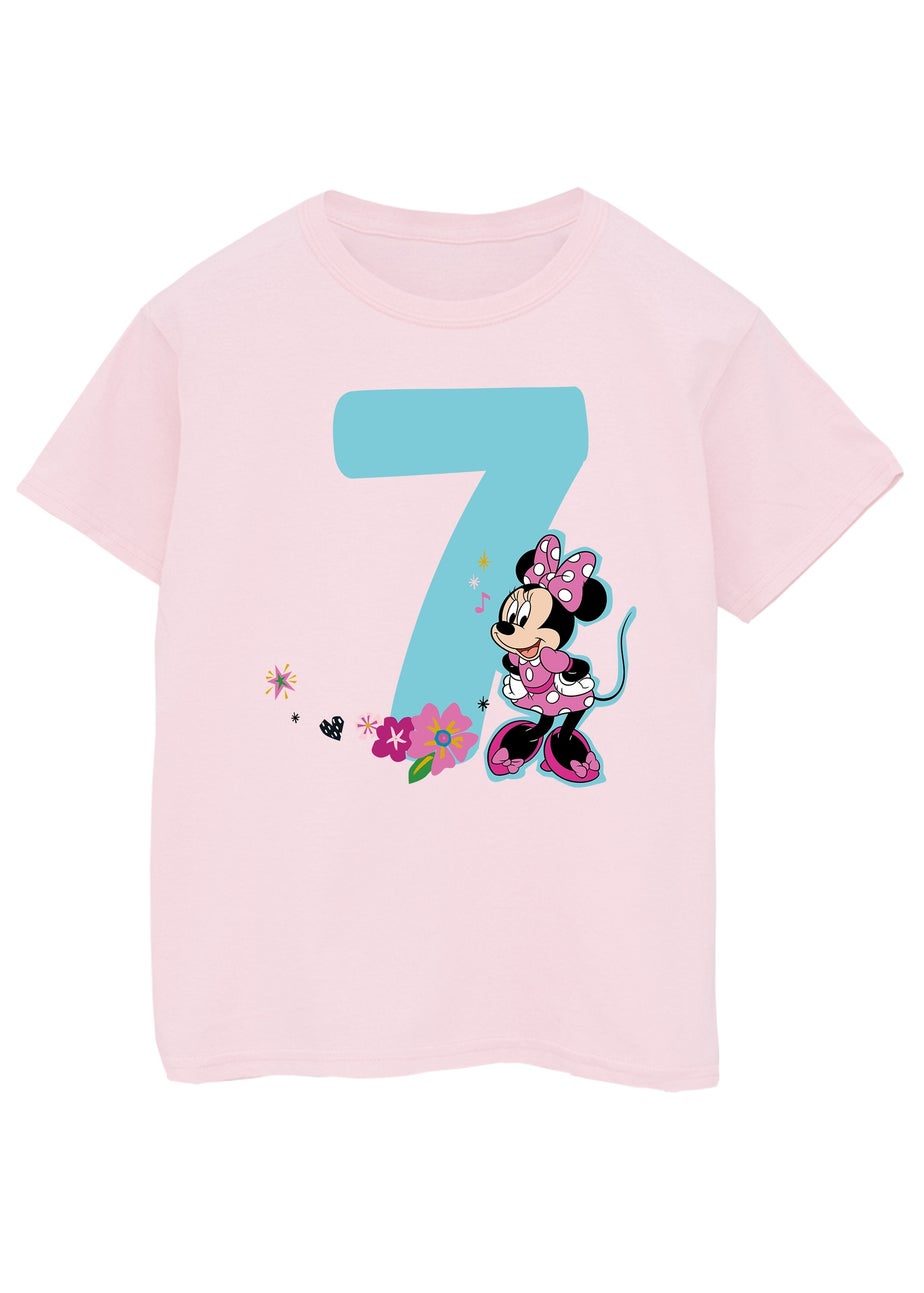 Disney Minnie Mouse 7th Birthday Girls Pink Graphic T-Shirt (7-11 Years ...