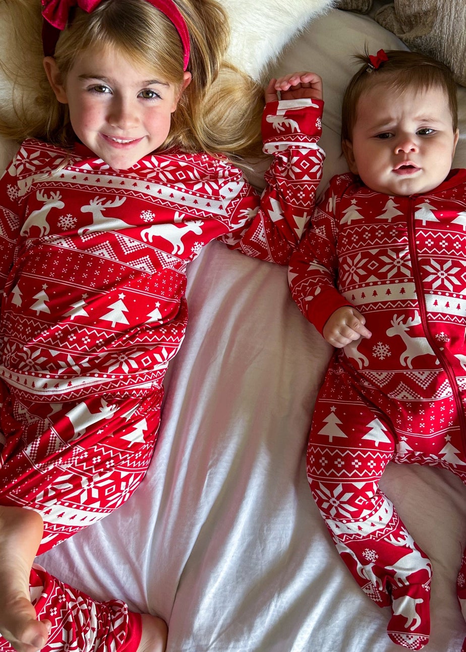 My Christmas Pyjamas Red Nativity Children's Two-Piece Long Matching ...