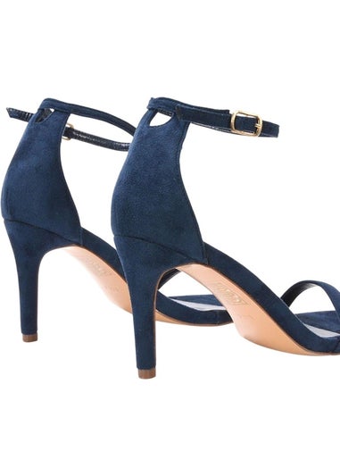 XY London Navy Emma Square Toe High Stiletto Heel Sandals - Matalan