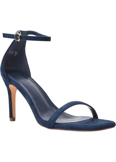 XY London Navy Emma Square Toe High Stiletto Heel Sandals - Matalan