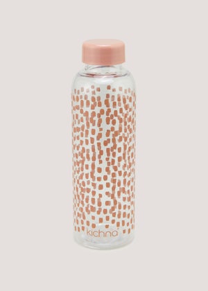 Pink Dash Print Water Bottle (21.5cm x 6.5cm) - Matalan