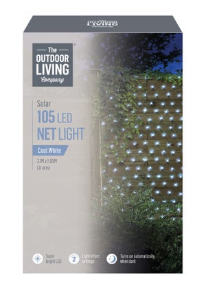 Premier Decorations 105 Cool White LED Solar Trellis Net Lights (2.1m x ...