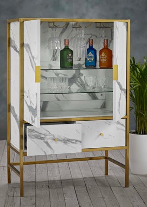 Drinks cabinet white gloss store