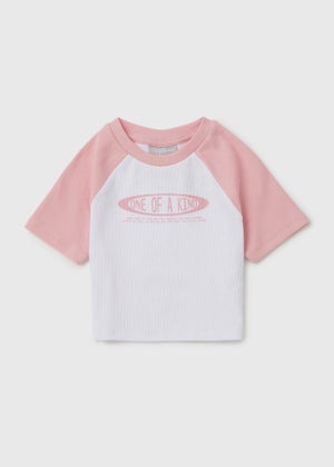 Girls Pink Ringer T-Shirt - Matalan