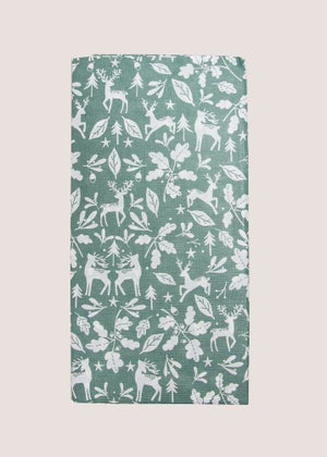 Winter Poem Green Stag Tablecloth - Matalan