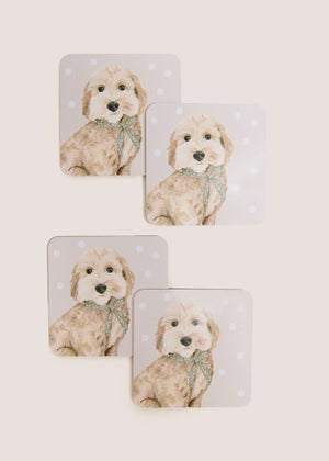 4 Pack Grey Connie Cockapoo Coasters - Matalan