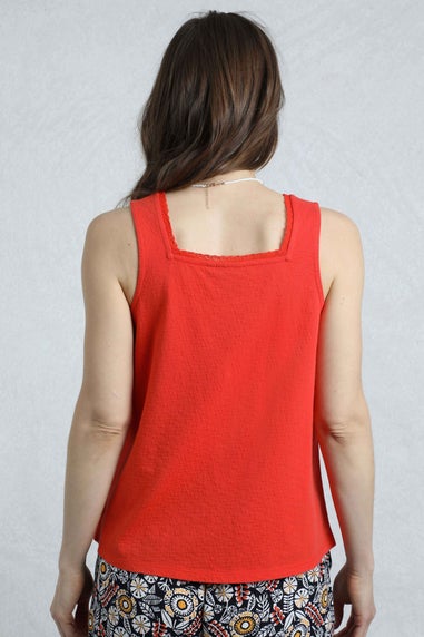 Weird Fish Tango Red Chelle Square Neck Jersey Vest - Matalan