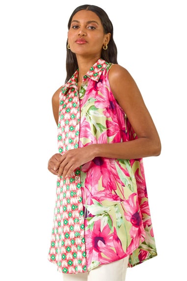 Roman Pink Mix & Match Print Longline Shirt - Matalan