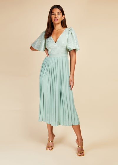 In The Style Jac Jossa Blue Pleated Wrap Midi Dress Matalan