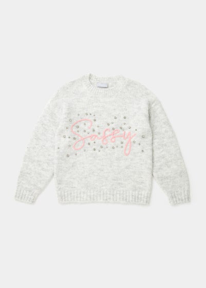 Girls Mini Me Grey Fair Isle Christmas Jumper (4-13yrs) - Matalan