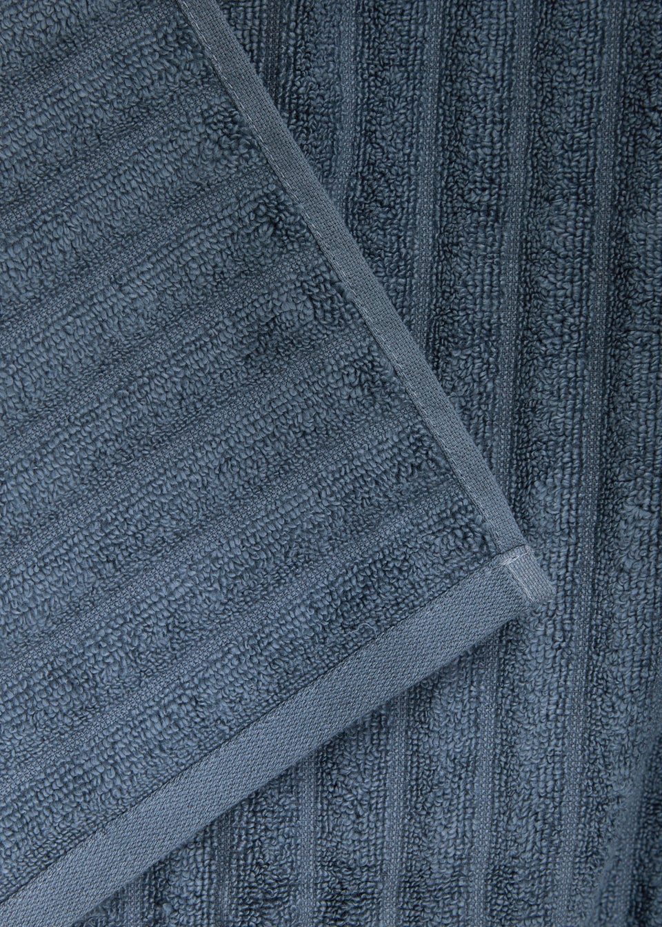 Blue 100% Cotton Ribbed Towels - Matalan
