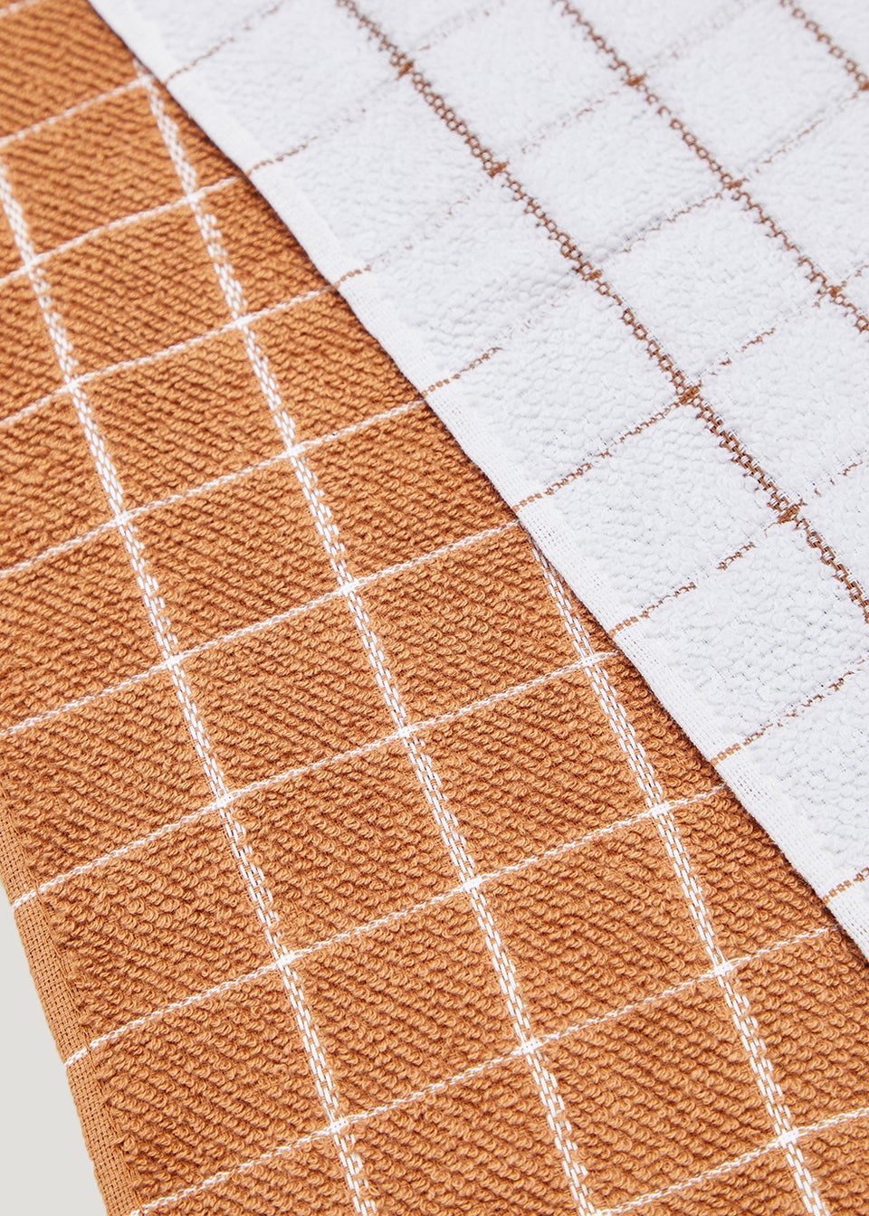2 Pack Terracotta Check Jumbo Terry Tea Towels (50cm x 70cm) - Matalan