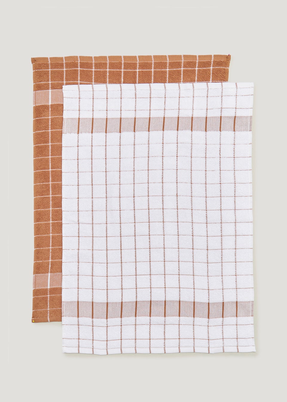 2 Pack Terracotta Check Jumbo Terry Tea Towels (50cm x 70cm) - Matalan