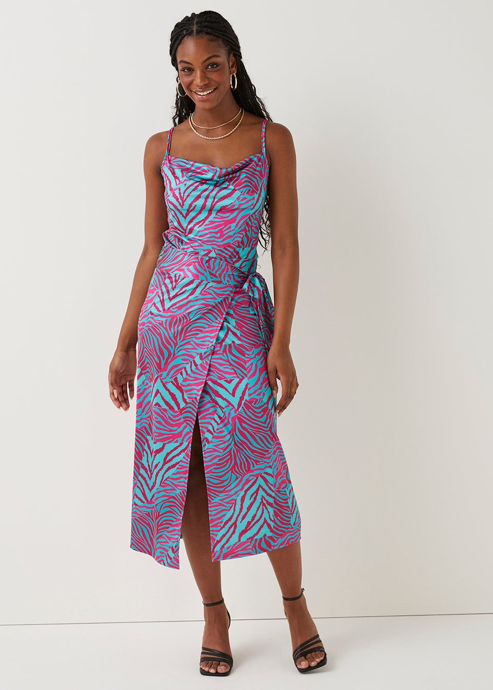 Be Beau Blue Zebra Print Co-Ord Cami Top - Matalan