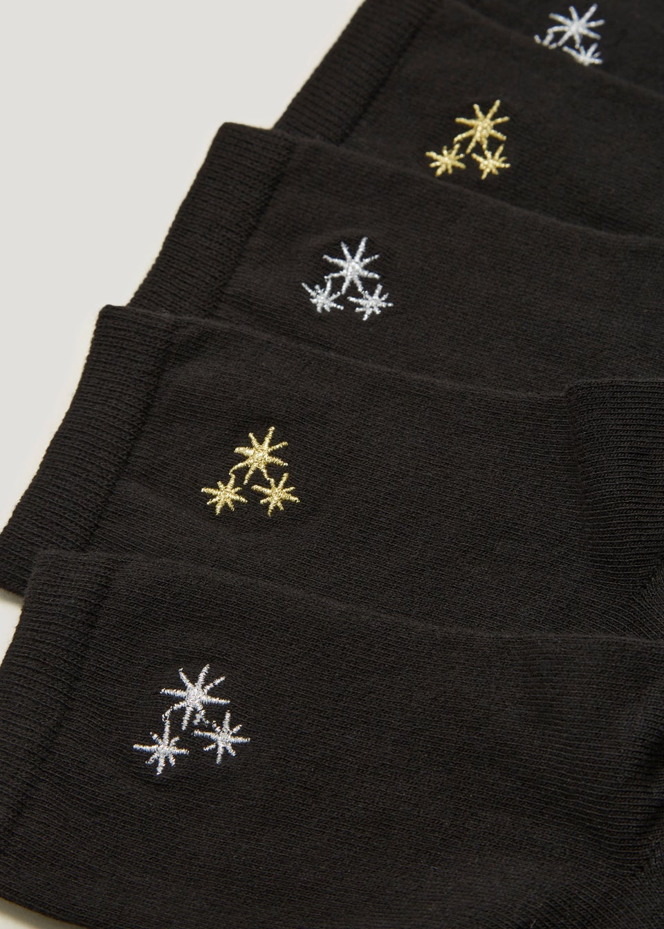 5 Pack Black Embroidered Star Socks - Matalan