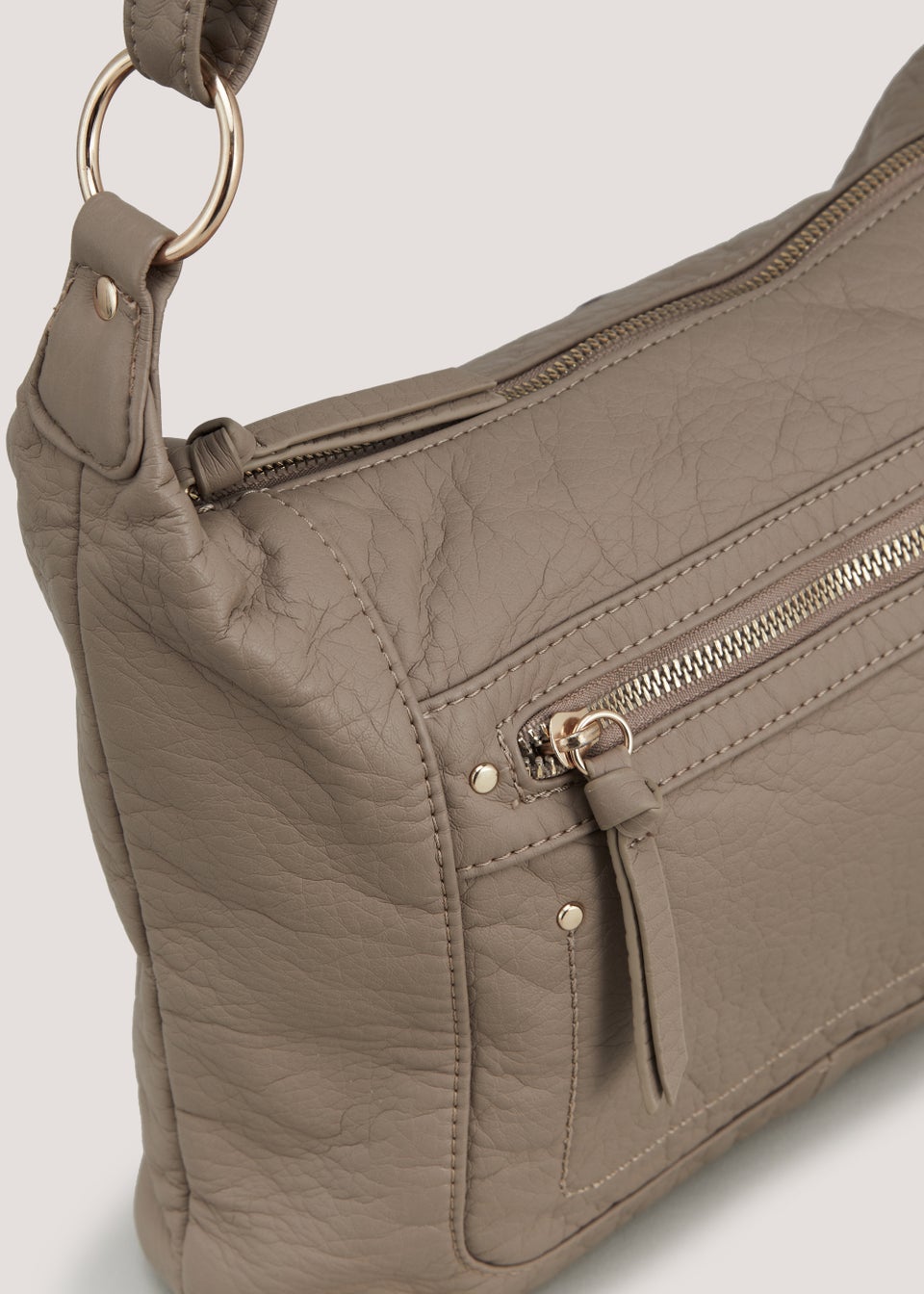 Grey Washed PU Slouch Crossbody Bag - Matalan