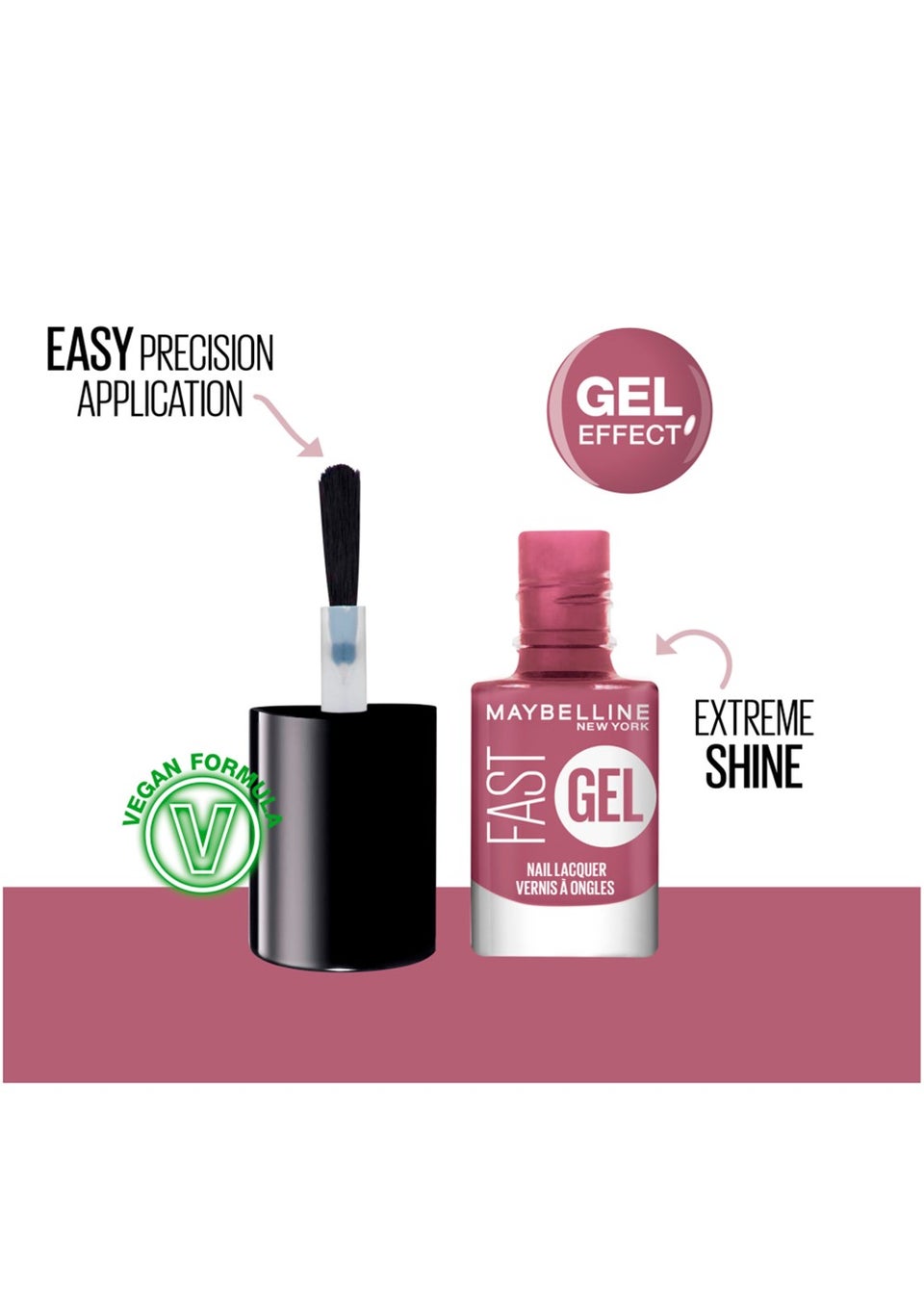 Maybelline Fast Gel Nail Varnish - Pink Charge (7ml) - Matalan