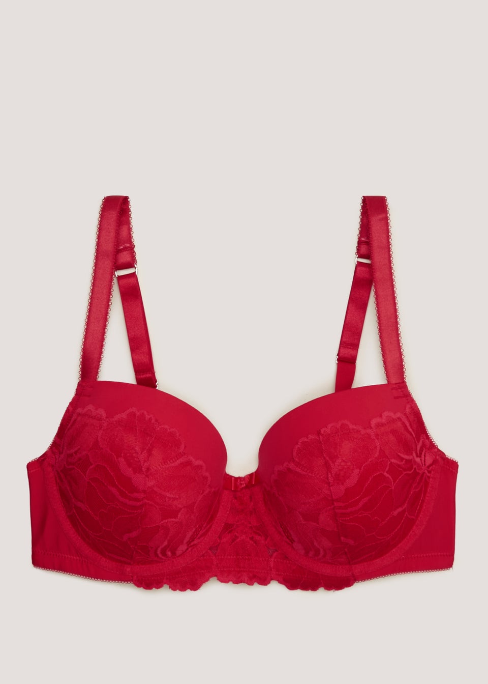 DD+ Red Lace Padded Bra - Matalan