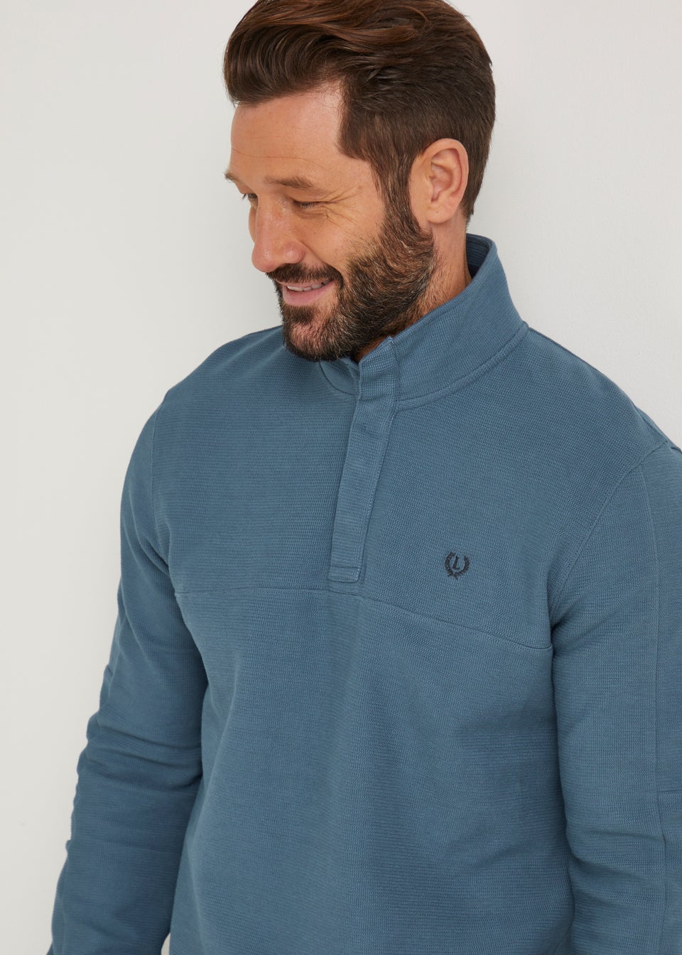 Lincoln Blue 1/4 Popper Neck Sweatshirt - Matalan