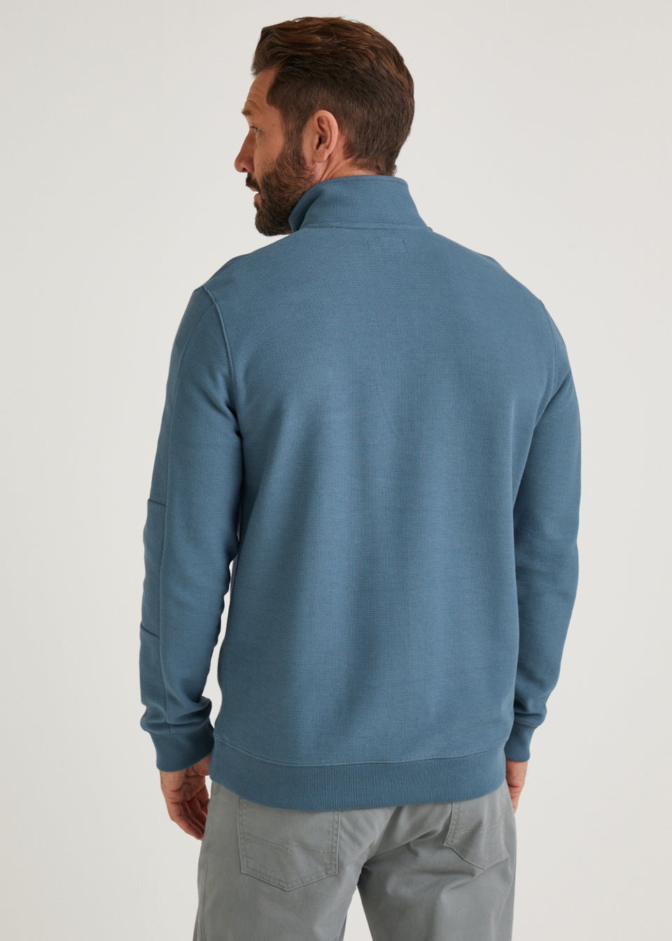 Lincoln Blue 1/4 Popper Neck Sweatshirt - Matalan