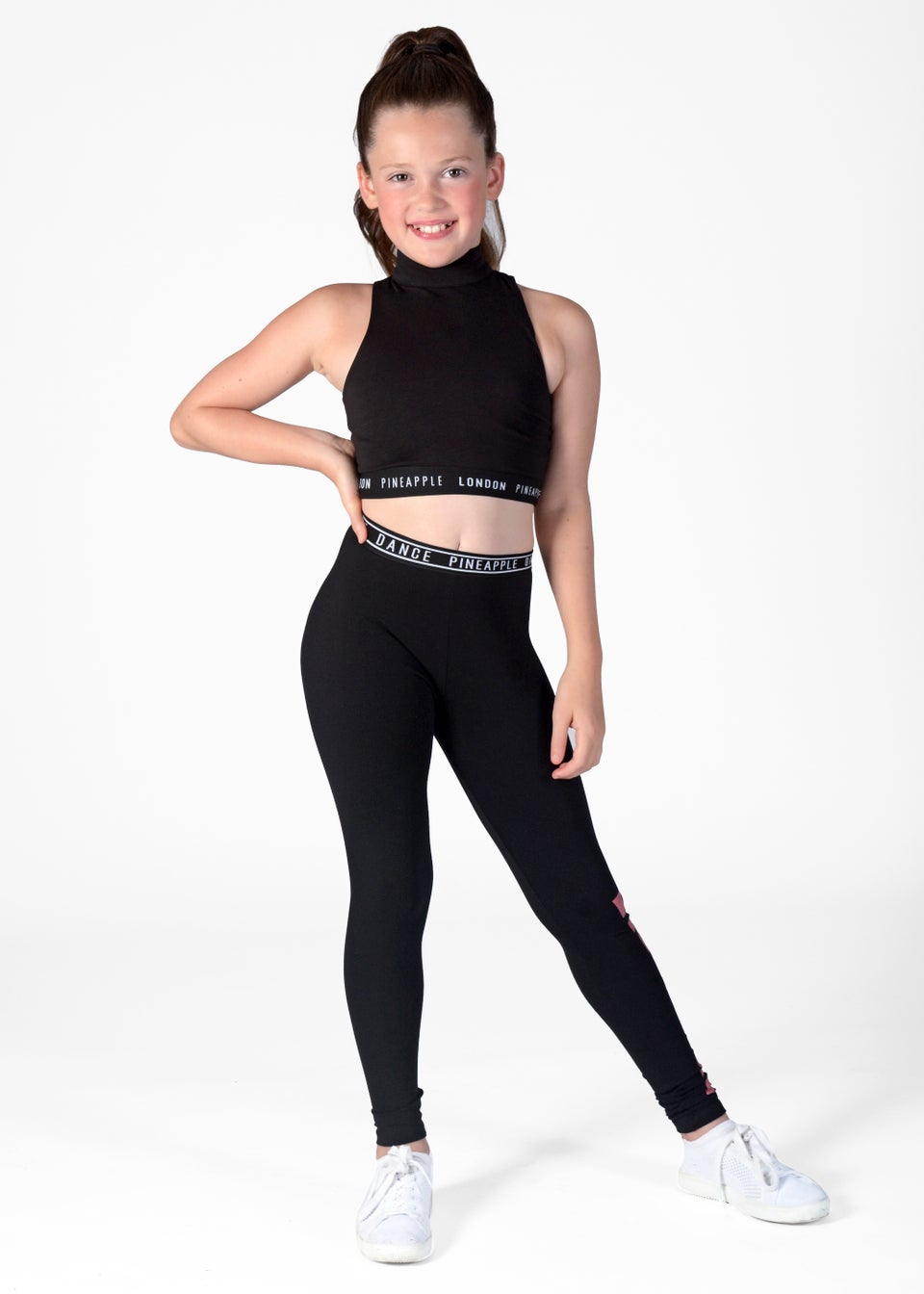 Girls Pineapple Black Glitter Jacquard Leggings (5-13yrs) - Matalan