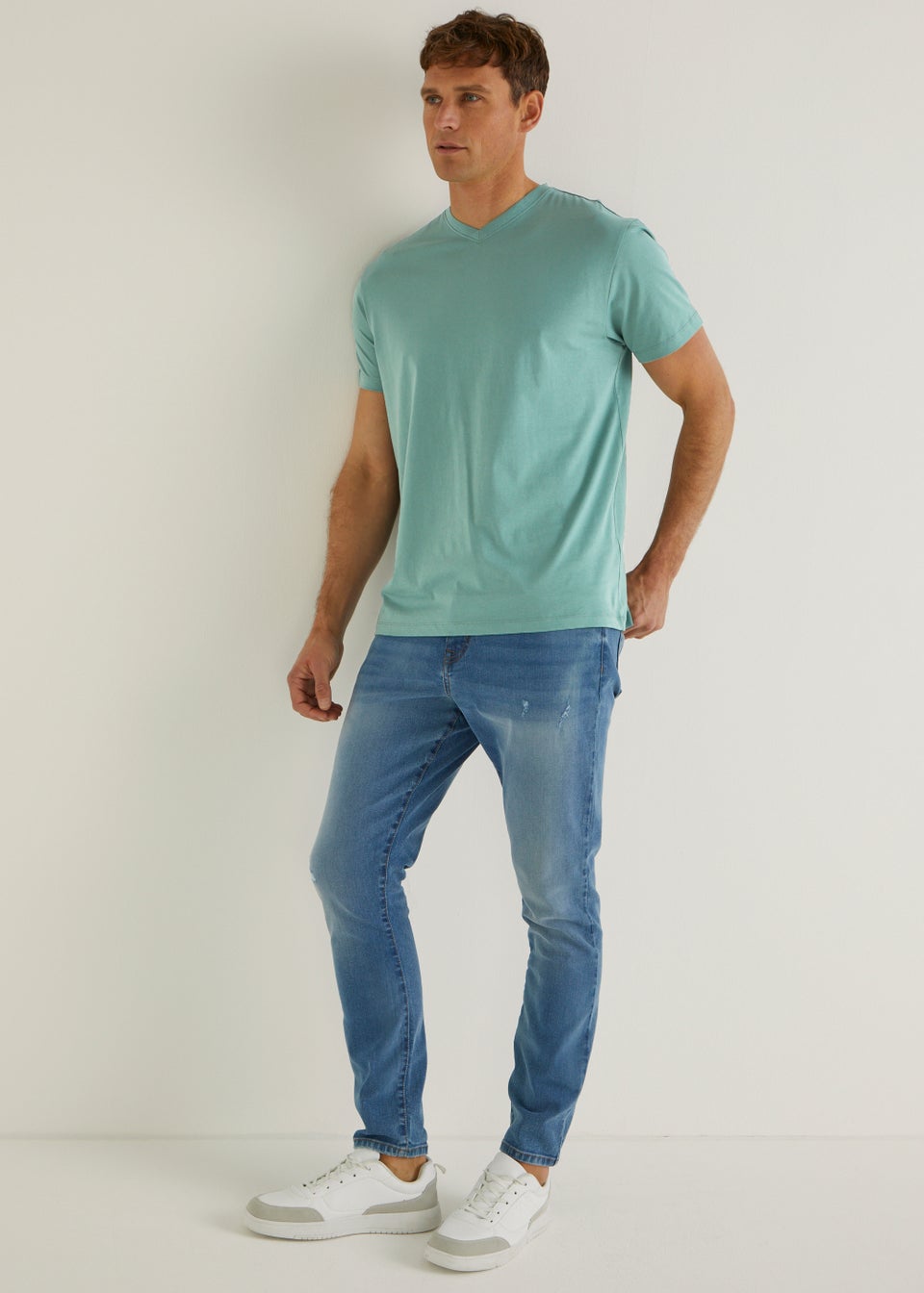 Teal Essential V-Neck T-Shirt - Matalan