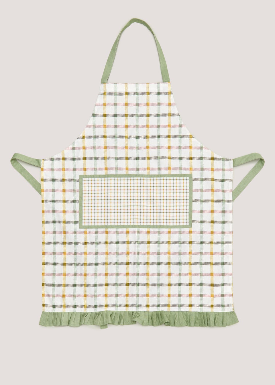 Green Check Print Apron - Matalan