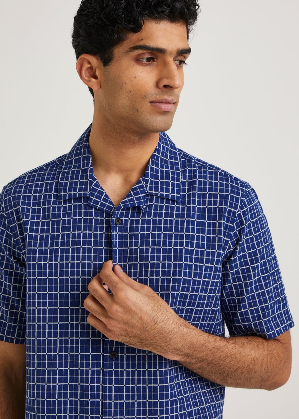 Blue Check Short Sleeve Shirt - Matalan