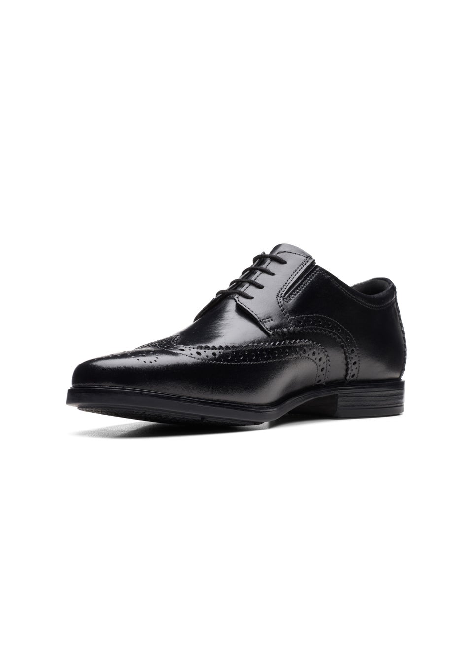 Clarks Black Howard Wing Leather Brogues - Matalan