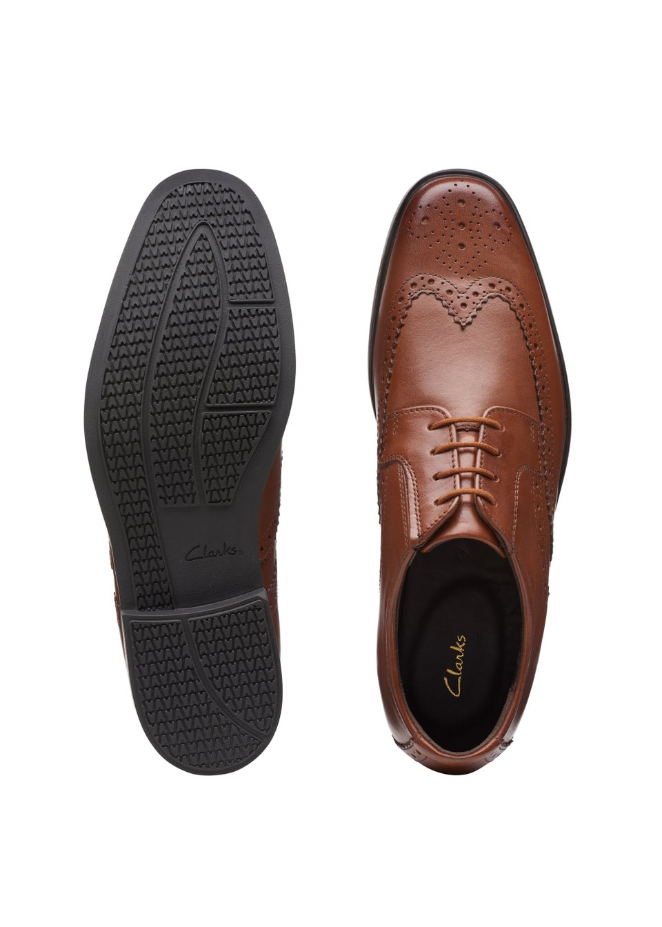 Clarks Tan Howard Wing Leather Brogues - Matalan