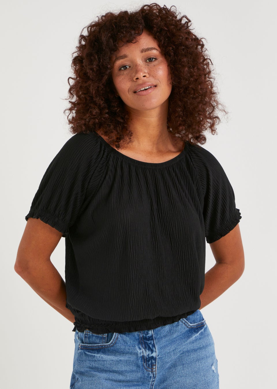 Black Textured Top - Matalan
