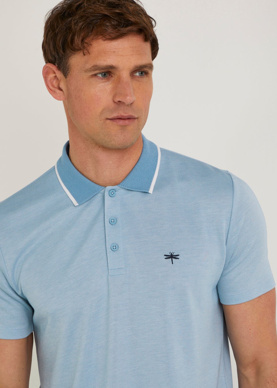 Light Blue Modal Polo Shirt - Matalan