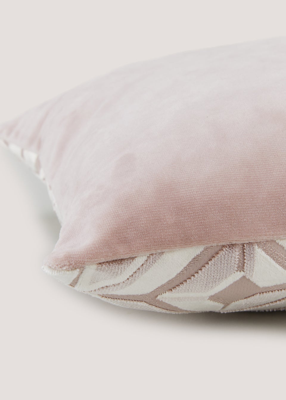 Pink Cut Velvet Box Cushion (43cm x 43cm) - Matalan