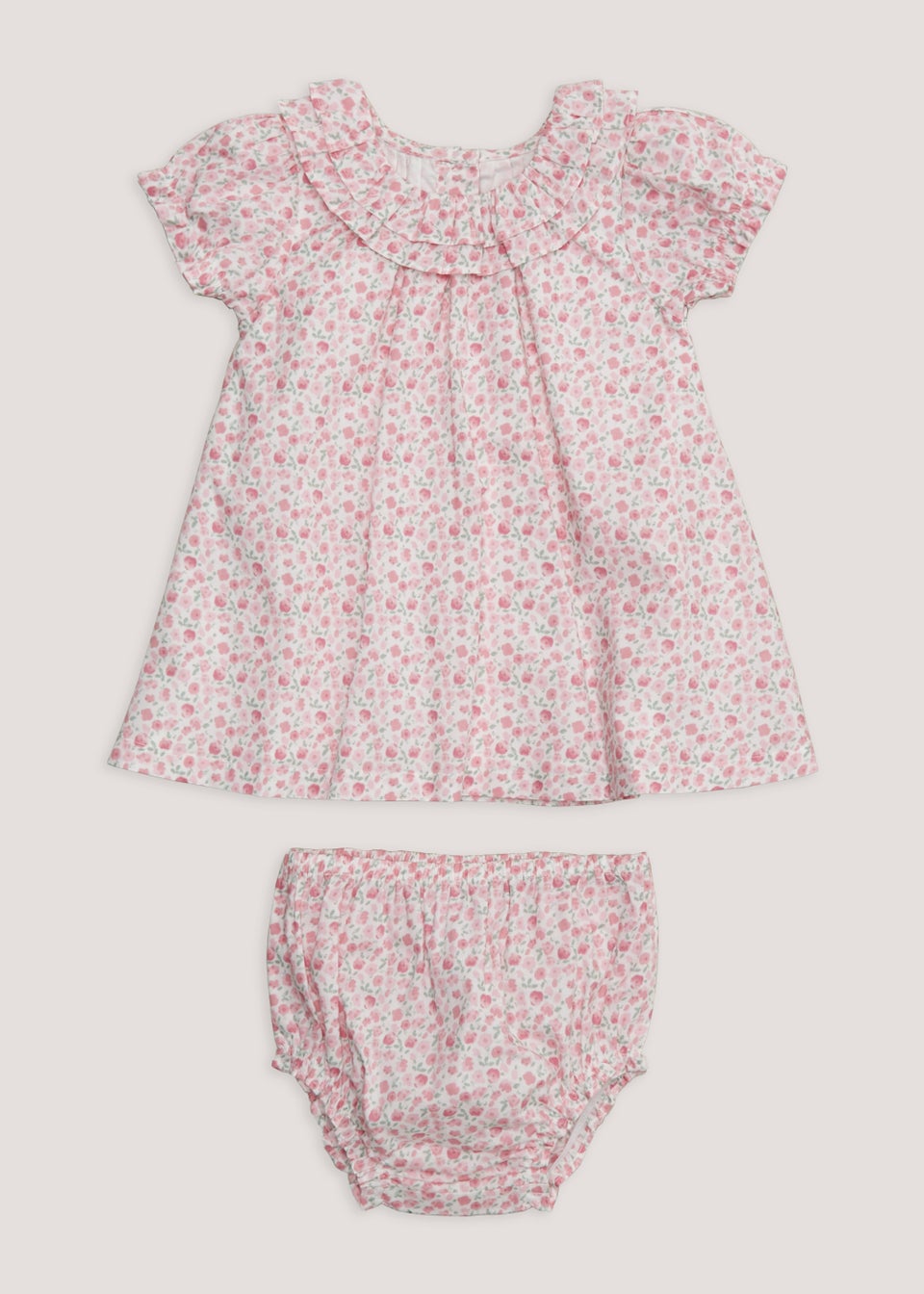 Baby Pink Floral Woven Dress & Knickers Set (Newborn-23mths) - Matalan