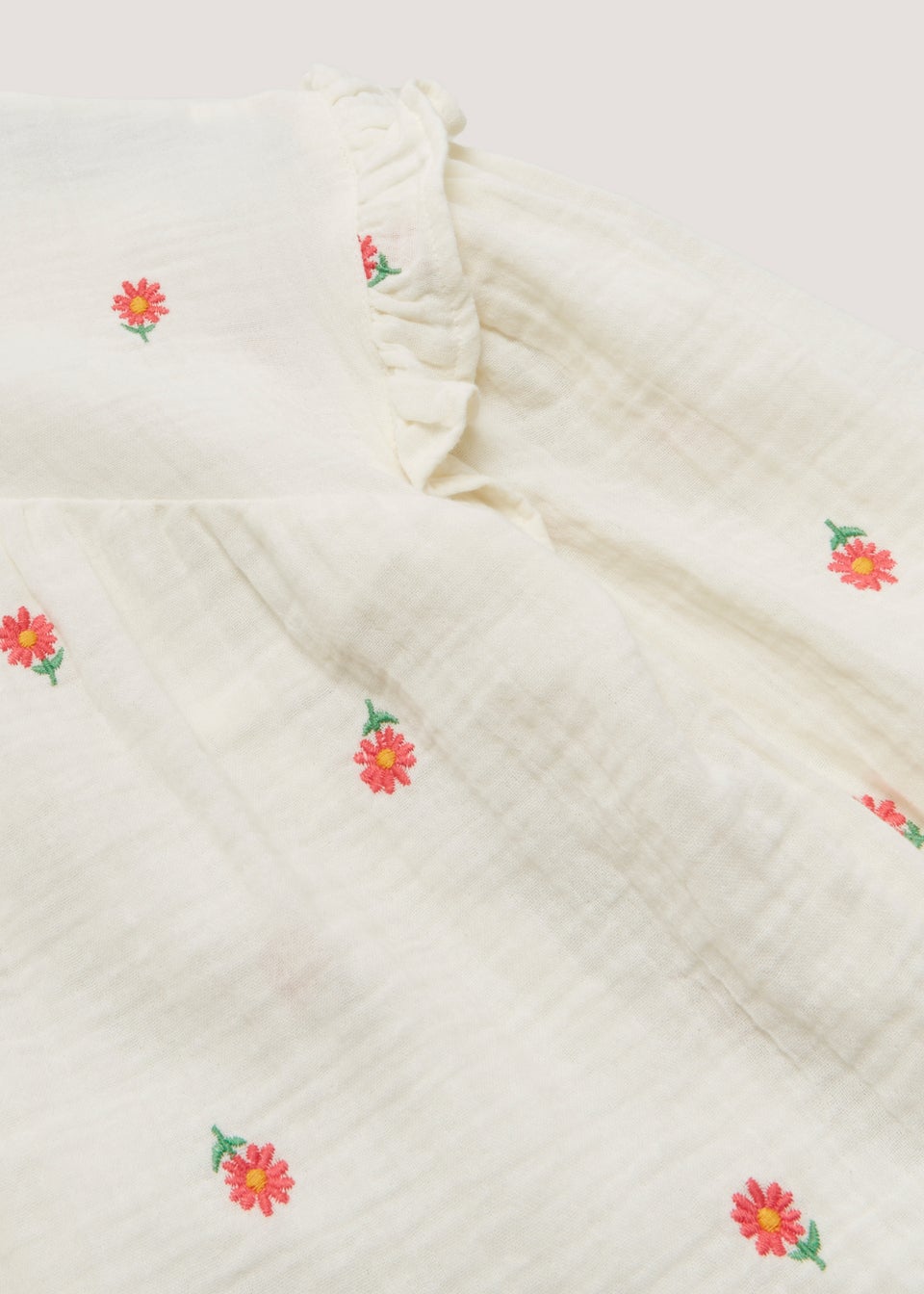 Girls Cream Floral Double Cloth Frill Blouse (4-13yrs) - Matalan