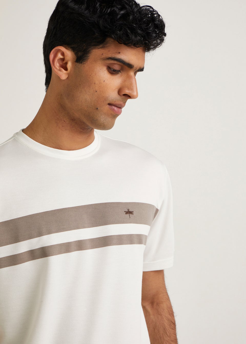 Ecru Stripe Modal T-Shirt - Matalan