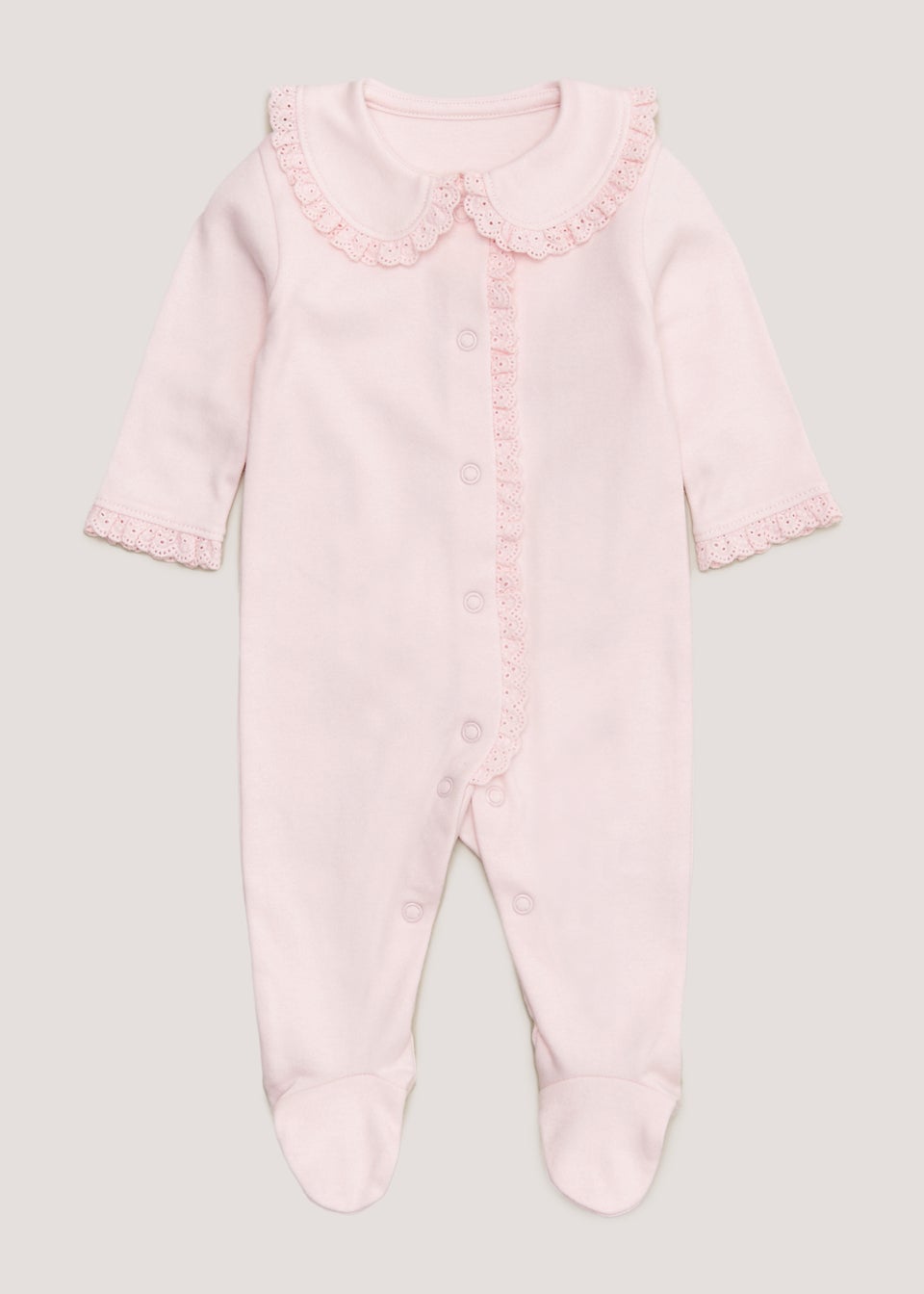 Baby Pink Collar Sleepsuit (Tiny Baby-12mths) - Matalan