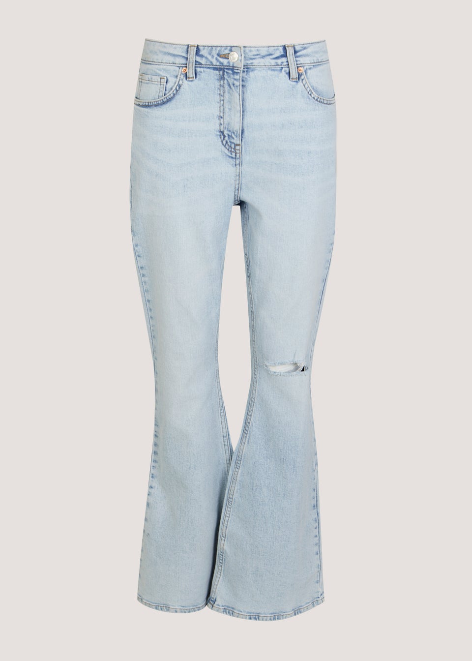 Light Wash Bleached Skinny Flared Distressed Jeans - Matalan