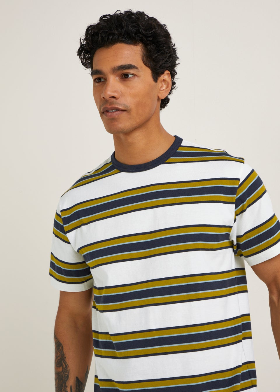 Navy Block Stripe T-Shirt - Matalan