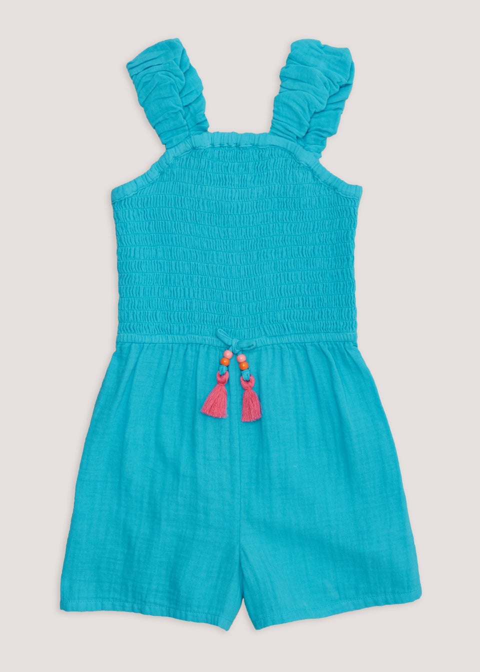 Girls Blue Shirred Front Playsuit (4-13yrs) - Matalan