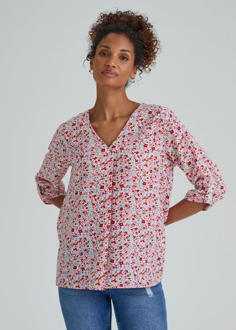 JDY Multicoloured Print 3/4 Sleeve Top - Matalan