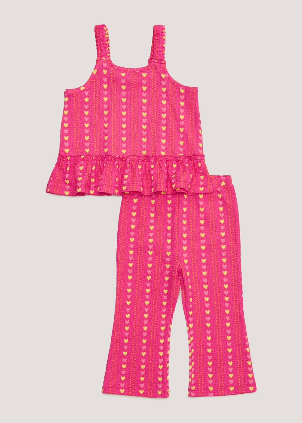 Girls Pink Heart Top & Flares Set (9mths-6yrs) - Matalan