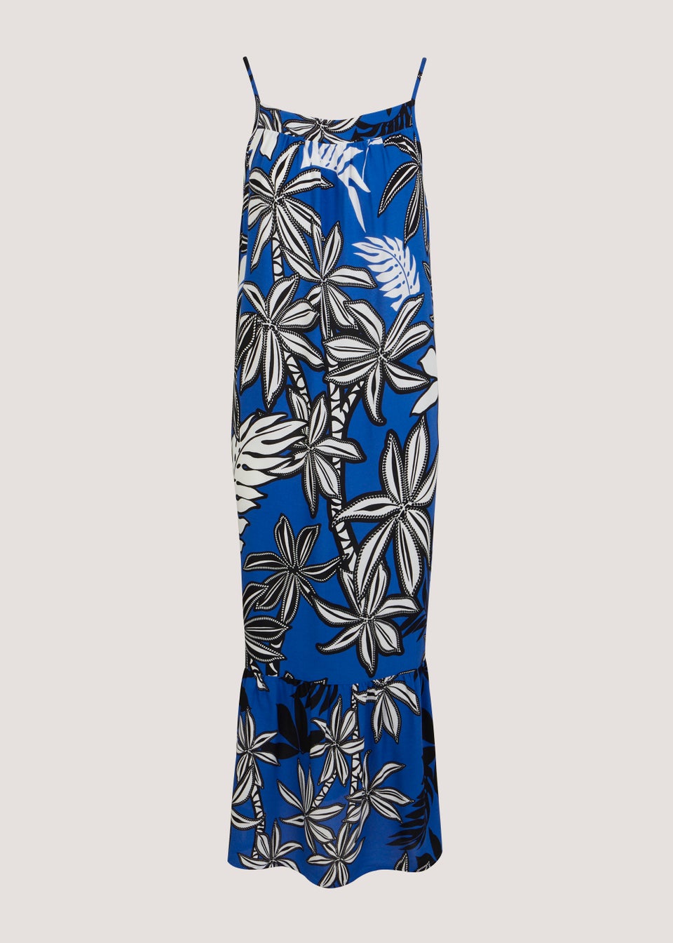 Blue Floral High Apex Midi Dress - Matalan