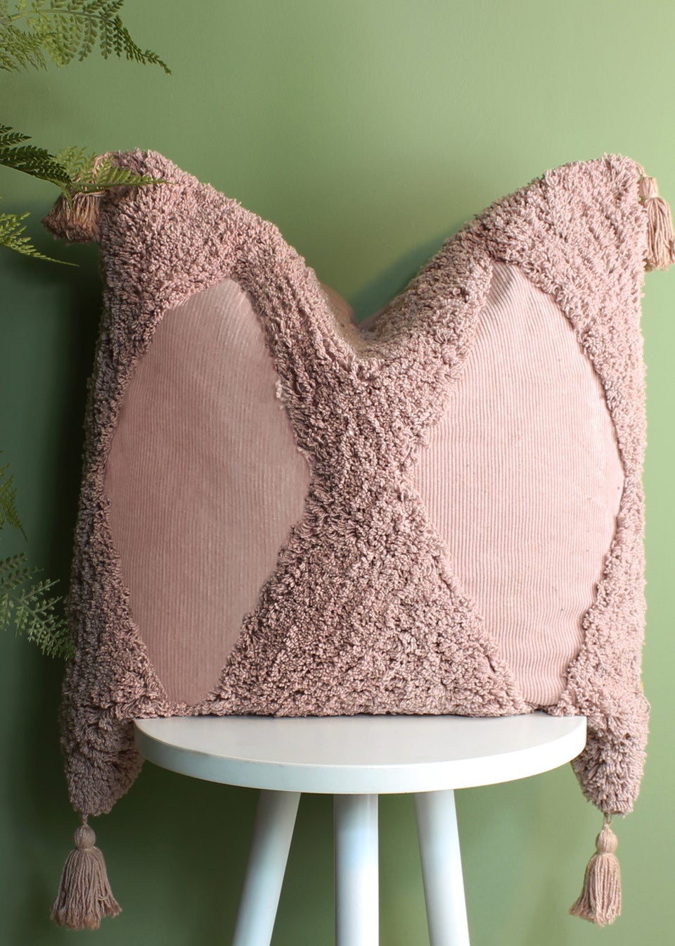 furn. Kantha Diamond Tuft Cushion (50cm x 50cm x 8cm) - Matalan