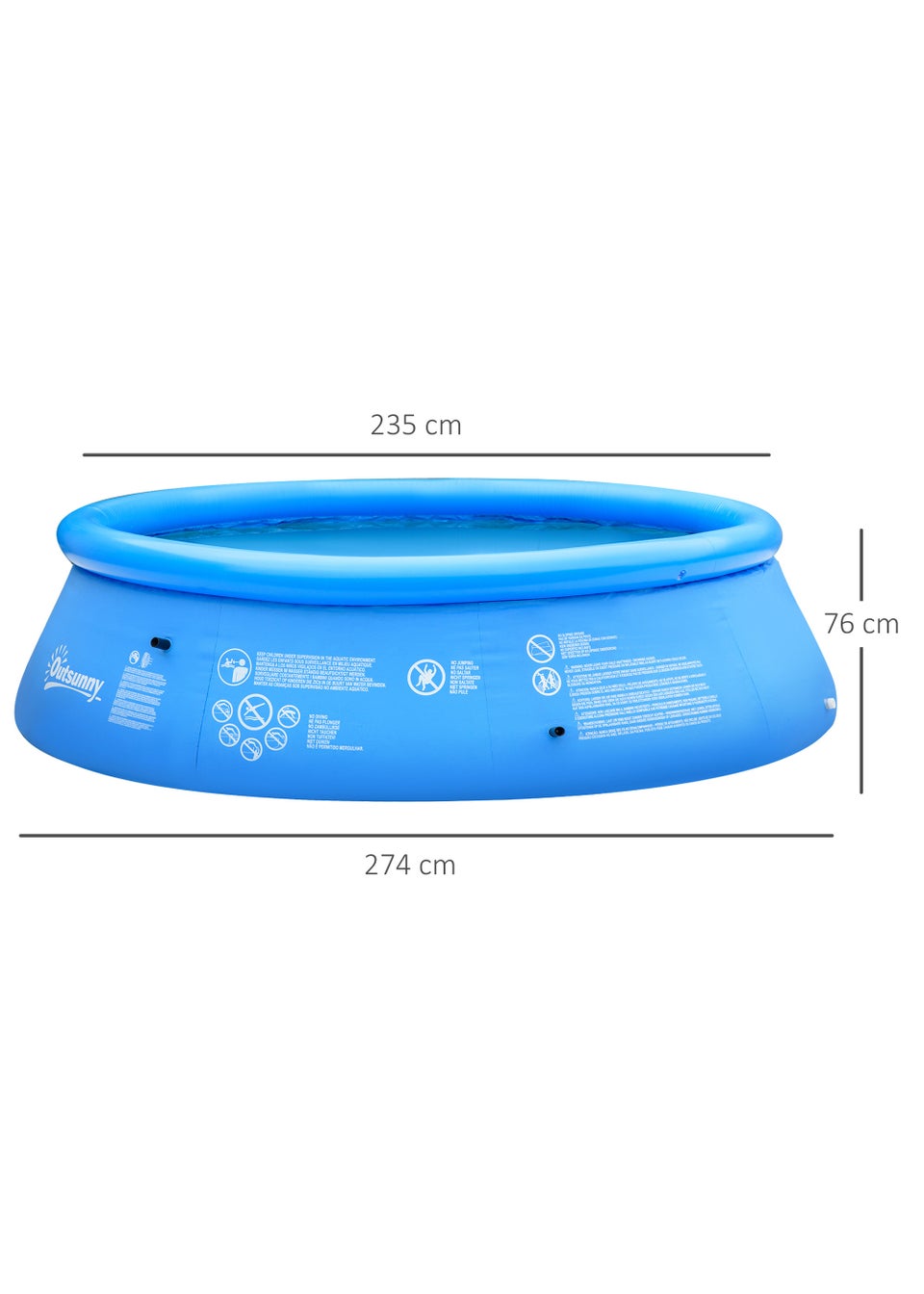 Outsunny Round Inflatable Swimming Pool (274cm x 274cm x 76cm) - Matalan