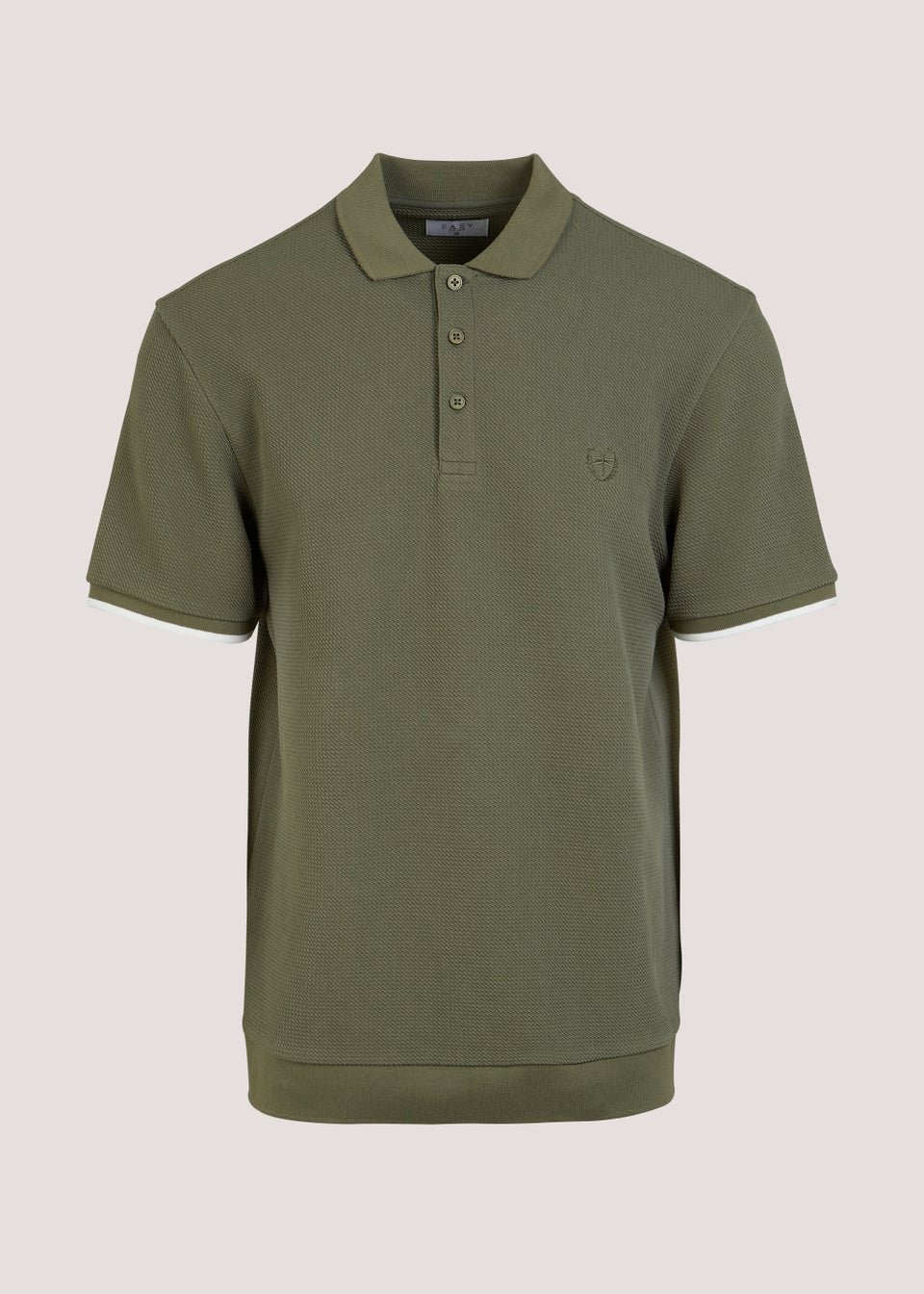 Khaki Textured Ribbed Polo Shirt - Matalan
