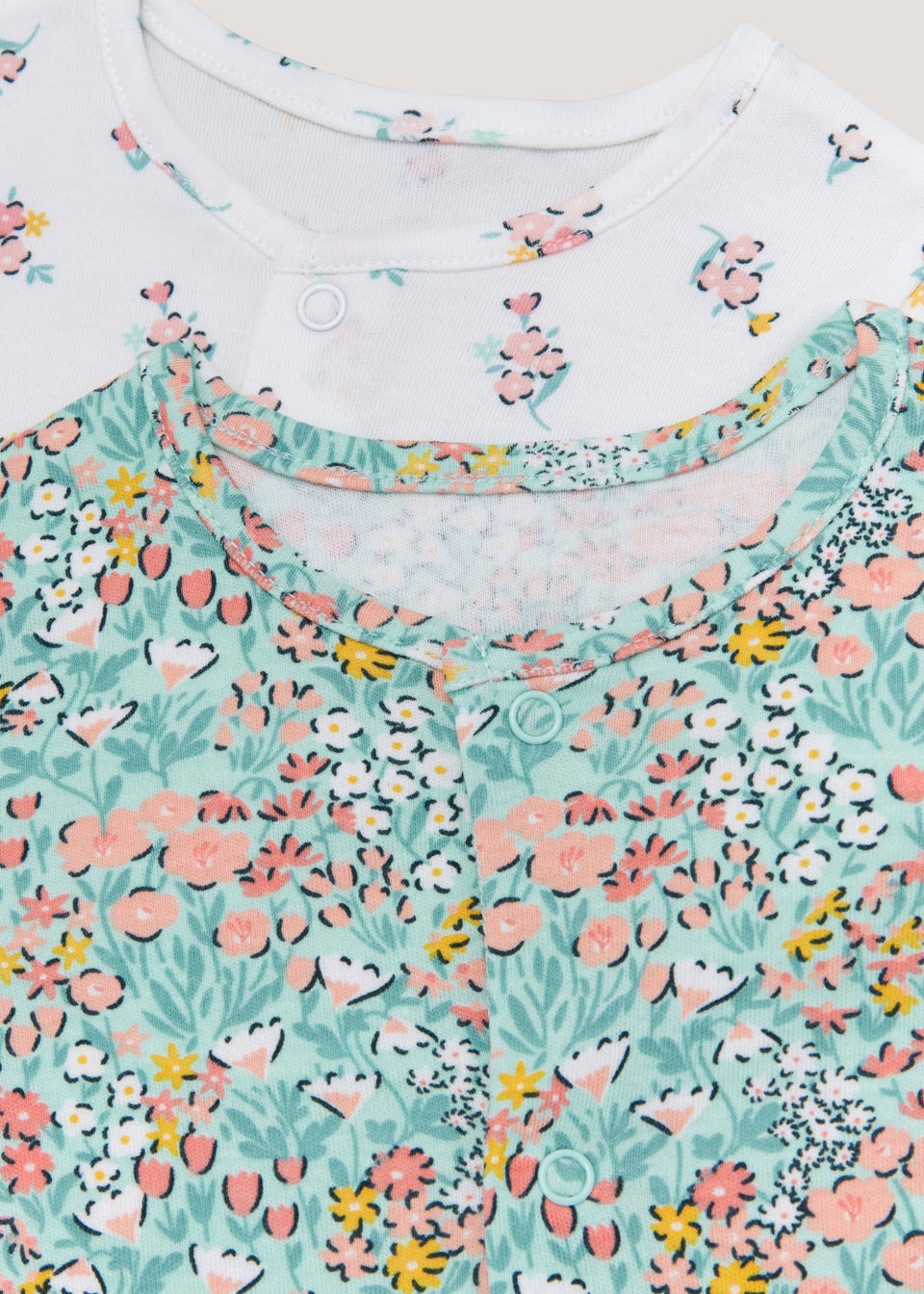 Baby 2 Pack Multicoloured Floral Sleepsuits (Newborn-23mths) - Matalan